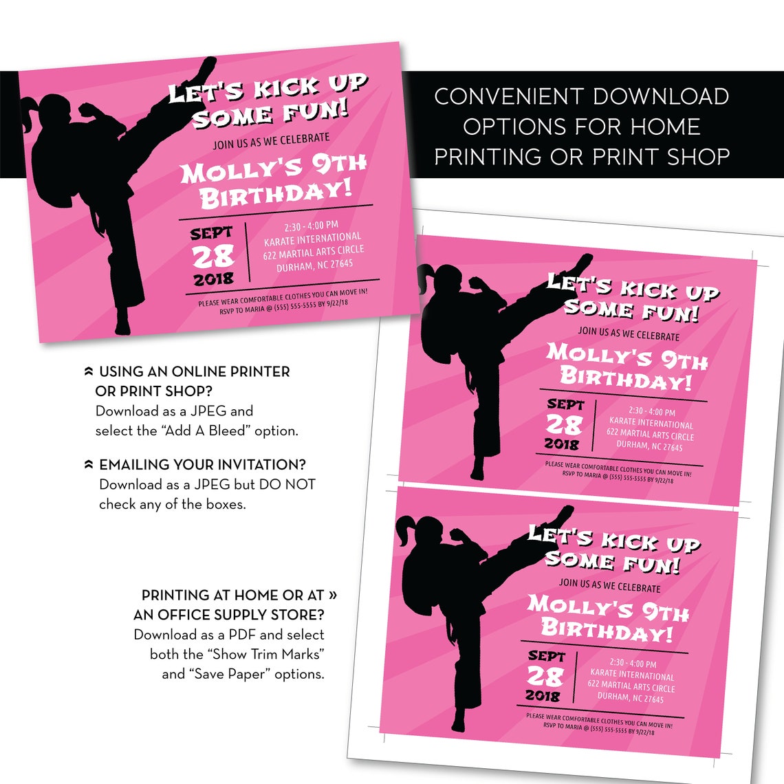 Editable Karate, Tae Kwon Do, Martial Art Party Invitation, Instant ...