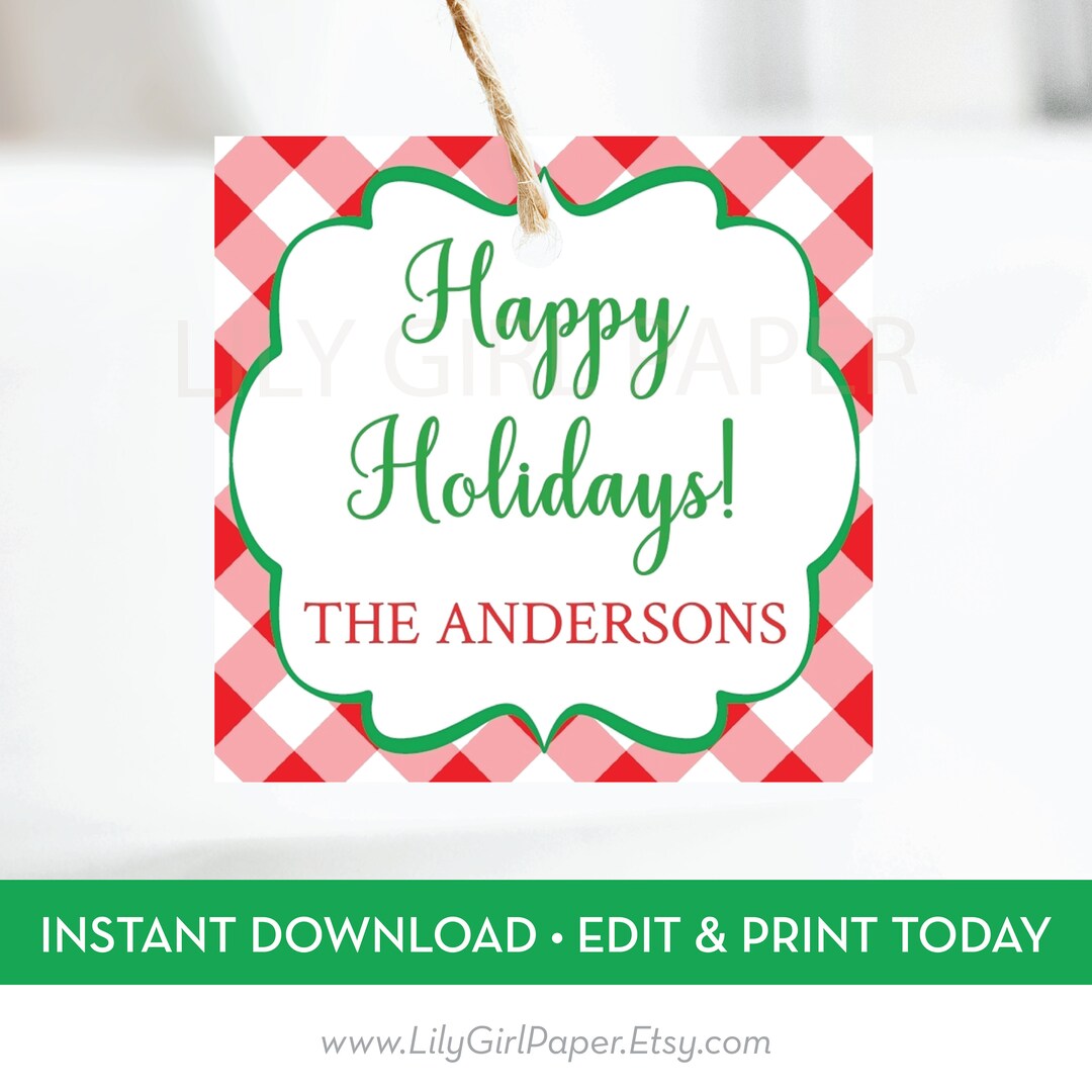 Editable, Personalized Christmas/holiday Enclosure Card, Gift Tag ...