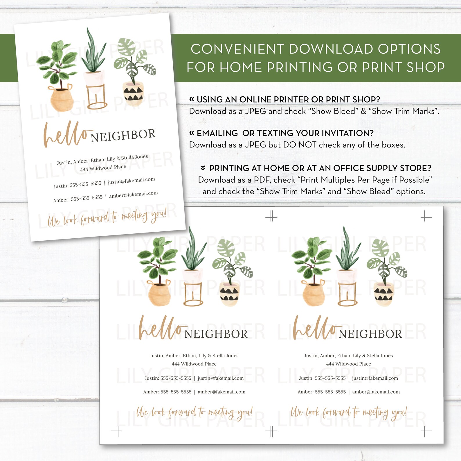 Editable Hello Neighbor Contact Info Cards, New to the Neighborhood ...