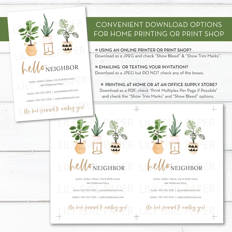 Editable Hello Neighbor Contact Info Cards New to the - Etsy