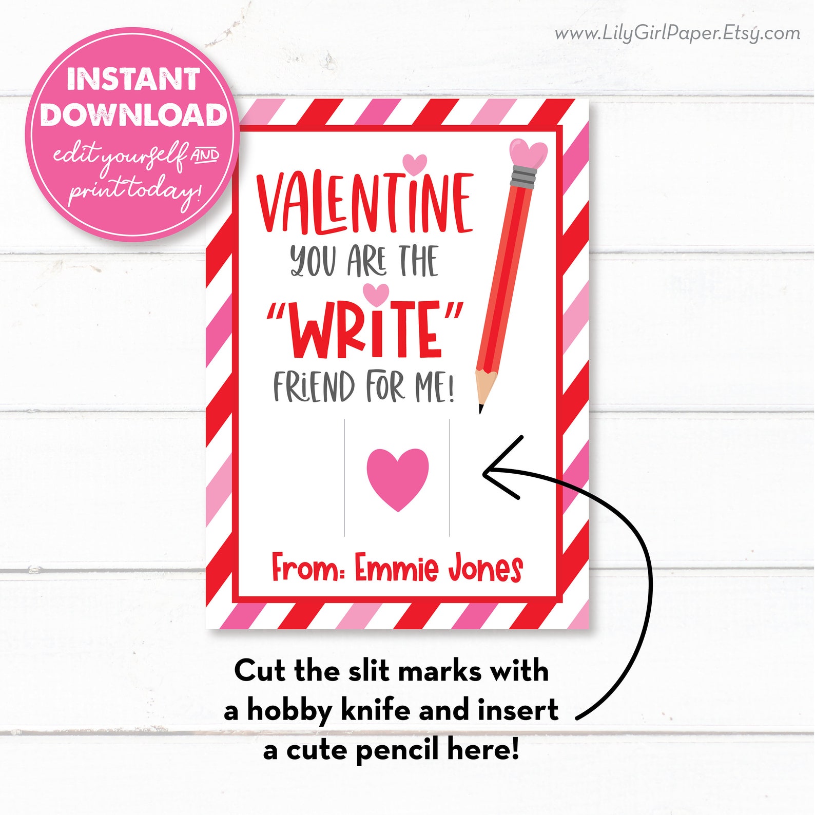 Editable Class Valentine Template Printable Write Friend for - Etsy
