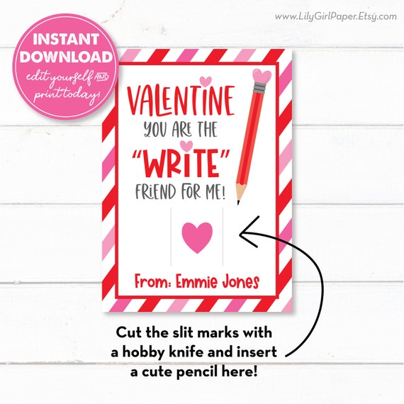 Editable Class Valentine Template Printable, Write Friend for Me ...