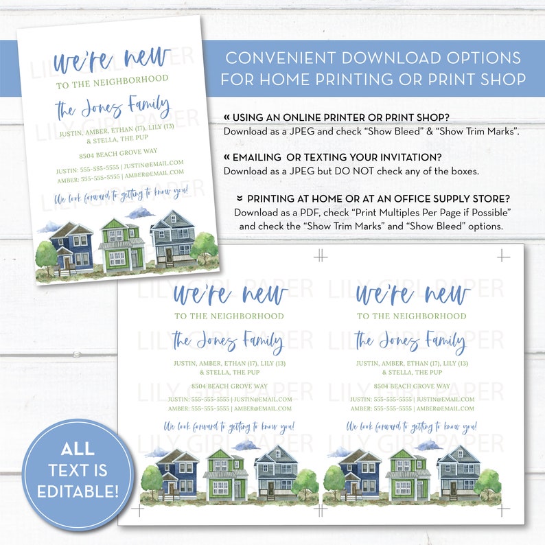 Editable We're New to the Neighborhood Cards - Etsy