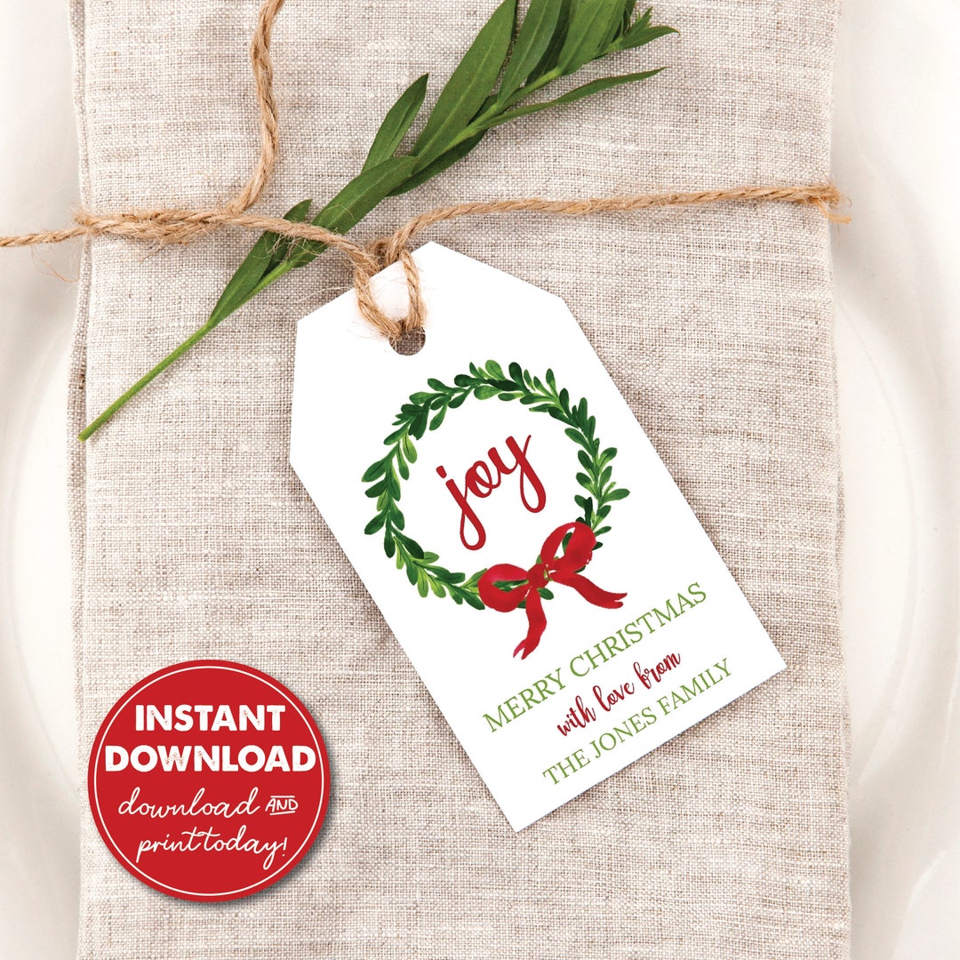Editable Merry Christmas Gift Tag, INSTANT DOWNLOAD, Download, Print ...