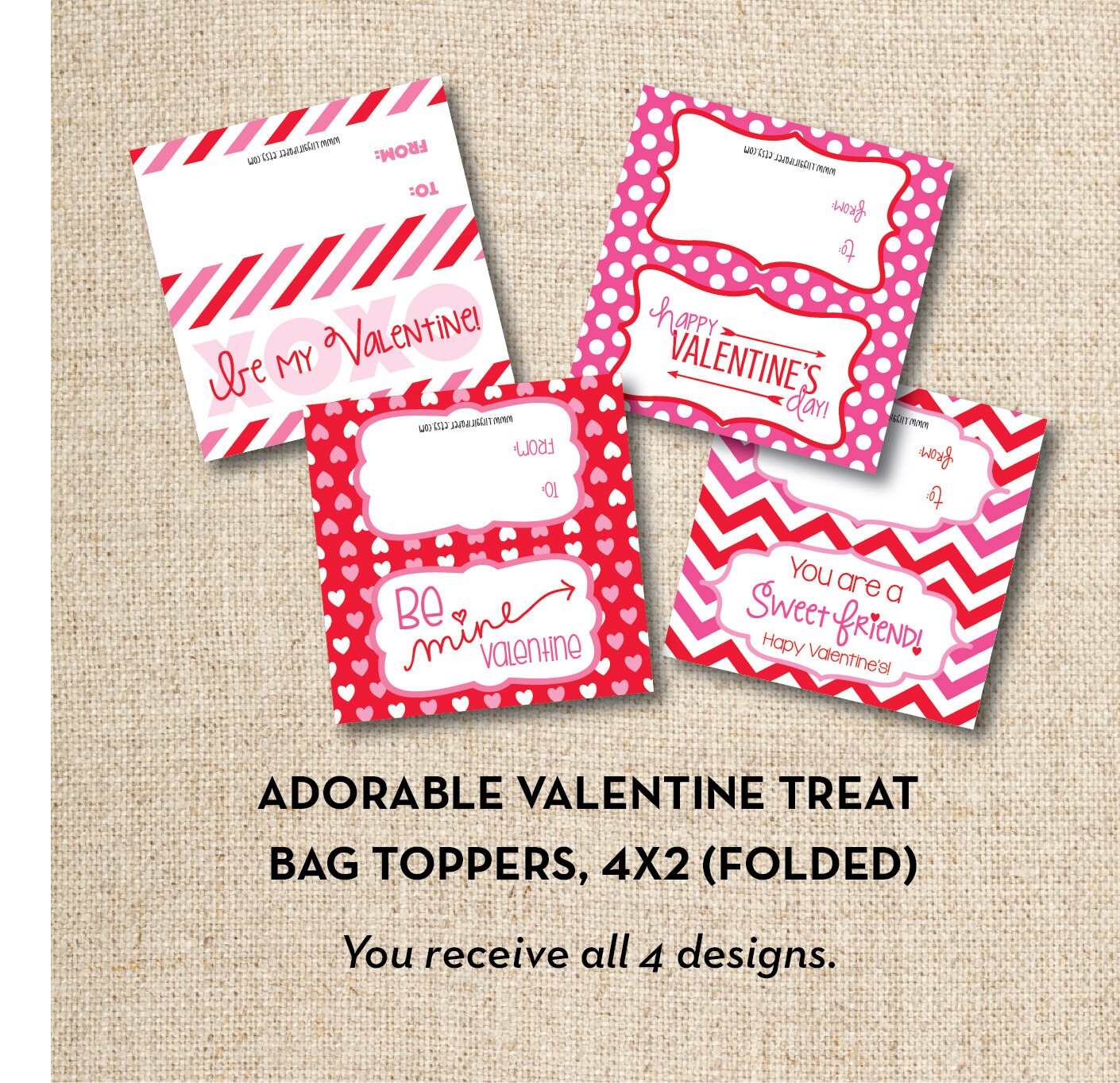 Valentine Treat Bag Toppers, INSTANT DOWNLOAD! School, Preschool Class ...