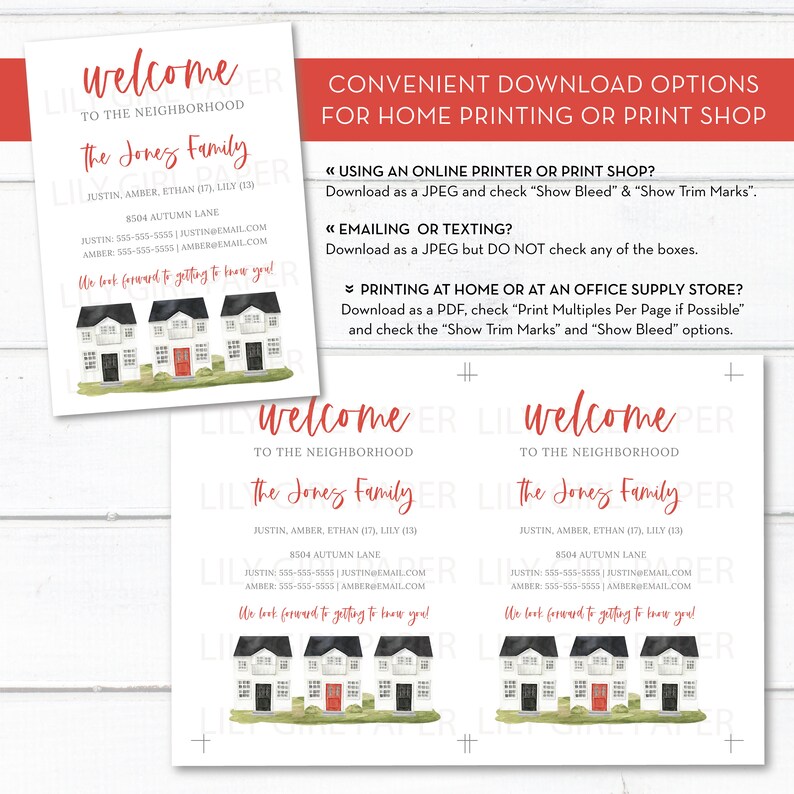 Editable Welcome to the Neighborhood Information Card - Etsy