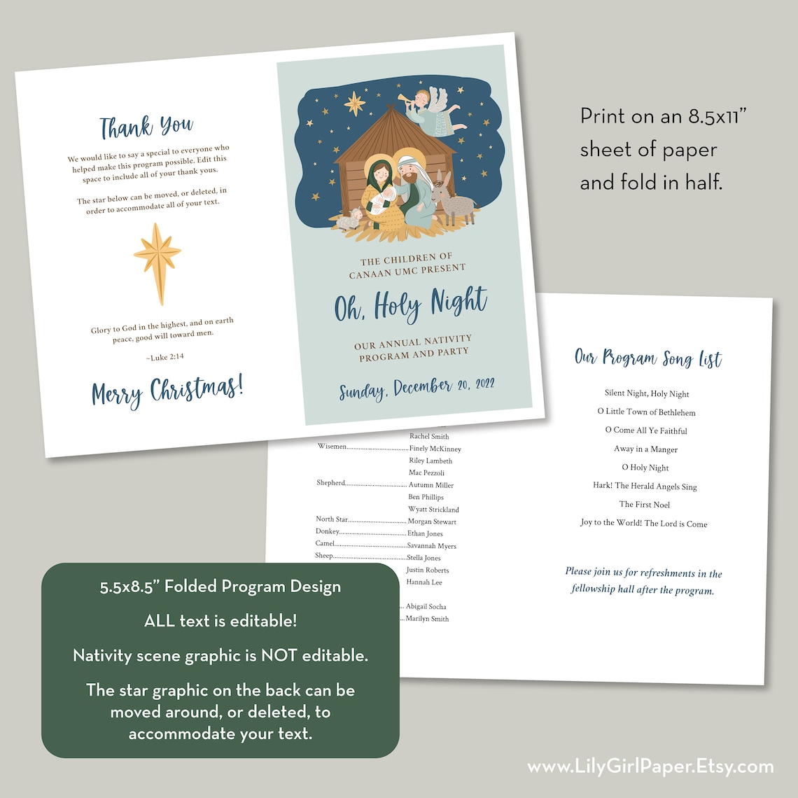 Christmas Program Editable Template Church Christmas Play - Etsy