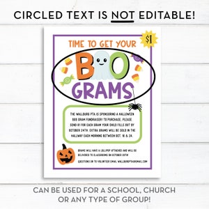 Editable Halloween Candy Grams, Boo Grams and Flyer, INSTANT Download ...