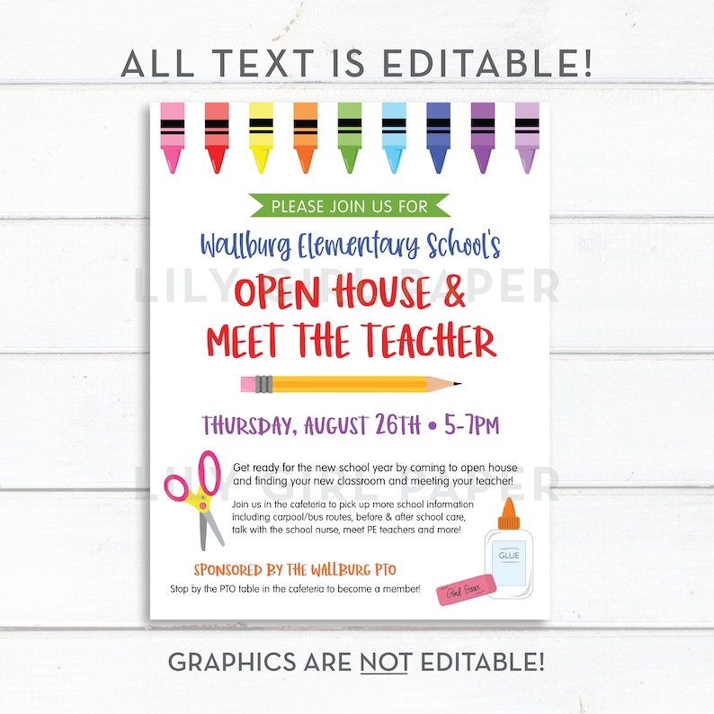 Editable Back to School Open House, Meet the Teacher Flyer Template, 8 ...