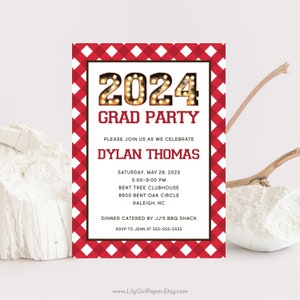 Editable Graduation Party Invitation Template, 2024 Grad, Rustic, BBQ ...