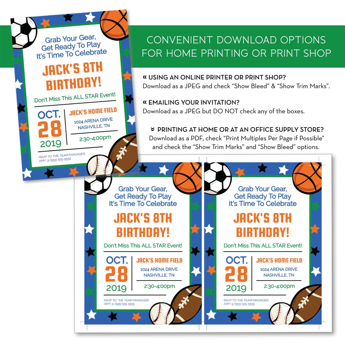 Editable Sports Birthday Party Invitation Template Soccer | Etsy