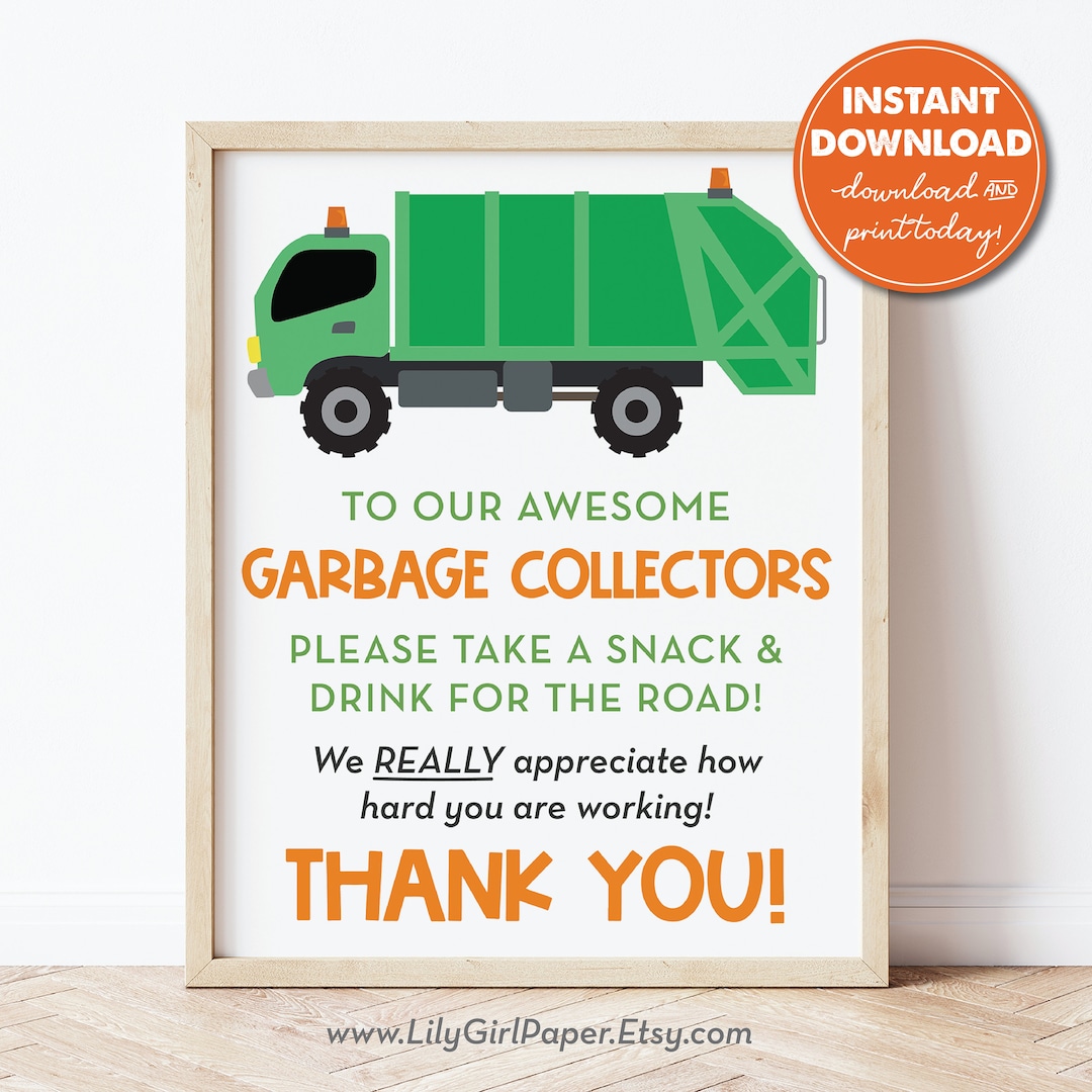 Garbage, Trash Collector Thank You Snack & Drink Sign, Take a Snack ...