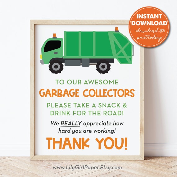 Garbage, Trash Collector Thank You Snack & Drink Sign, Take a Snack ...