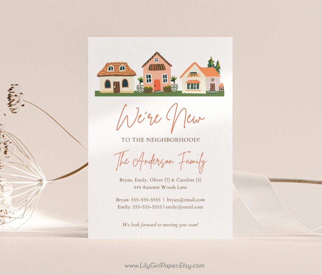 Modern New Neighbor Card: Minimalist Moving Announcement (editable ...