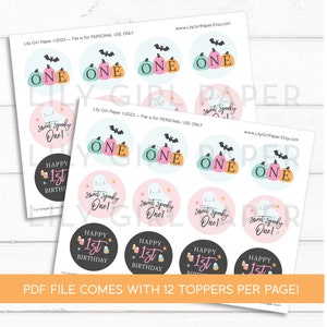 Sweet Spooky One Girls 1st Birthday Cupcake Topper, Halloween Birthday ...