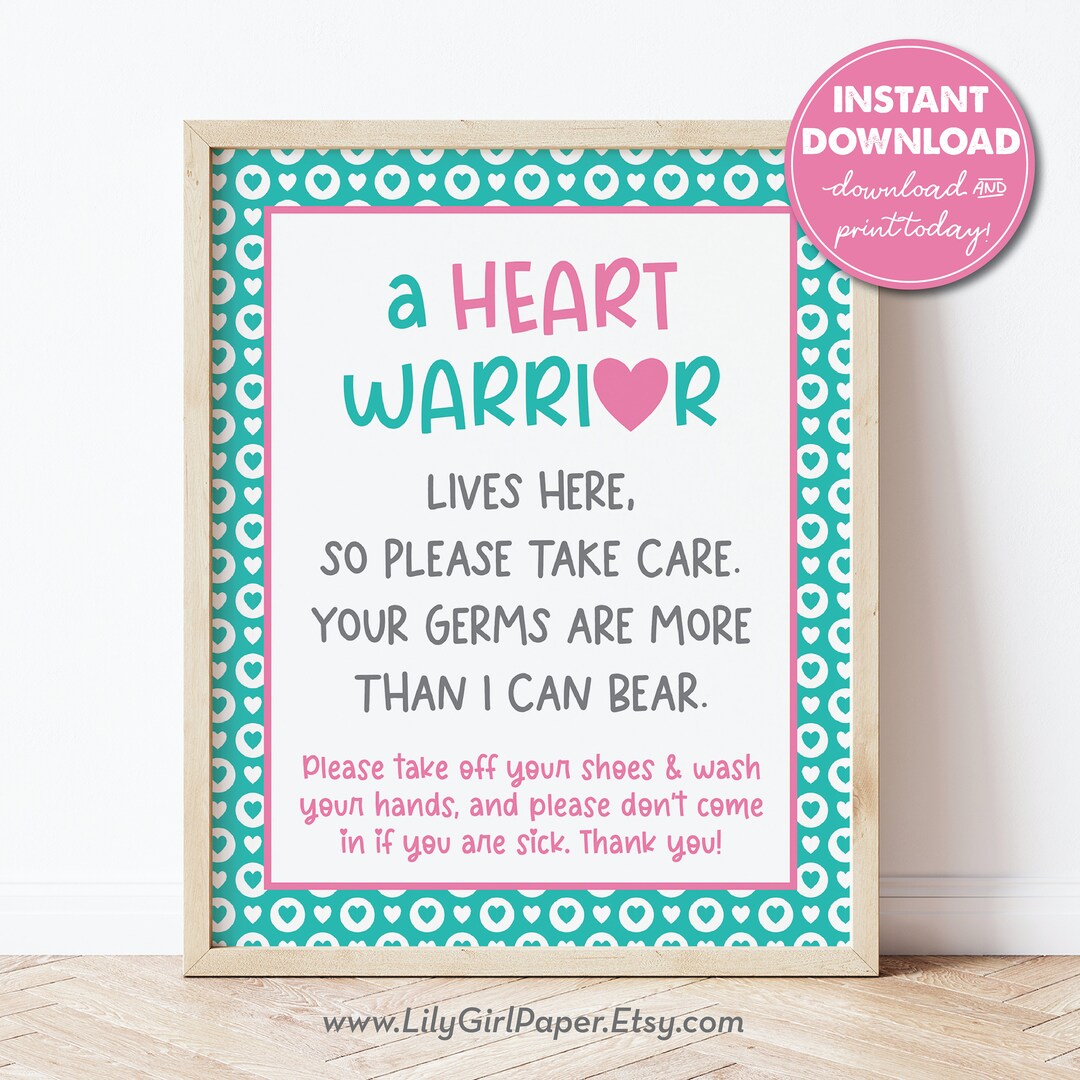 CHD, Home of a Heart Warrior Door Sign, Heart Warrior Lives Here ...