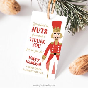 Editable PTA/PTO Holiday Nutcracker Gift Tag, Christmas Teacher Gift ...