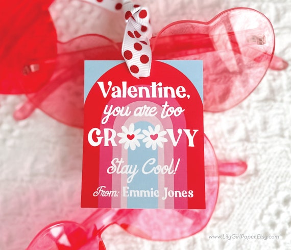 Editable "You Are Too Groovy" Valentine's Cards, Sunglasses, Heart ...