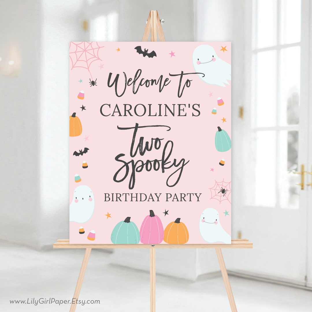 Editable 2nd Birthday Two Spooky Party Welcome Sign Template, 16x20 ...