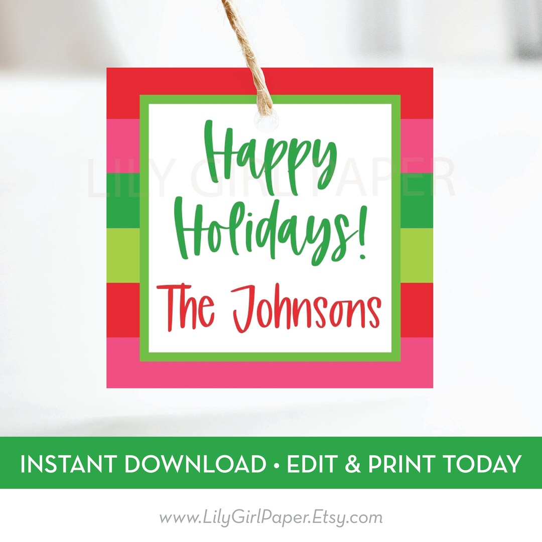Editable, Personalized Christmas/holiday Enclosure Card, Gift Tag ...