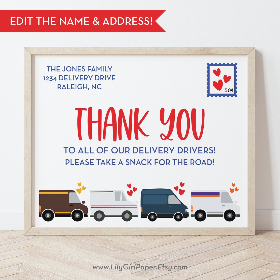 Editable Delivery Driver Snack Sign Mail Carrier Packages - Etsy