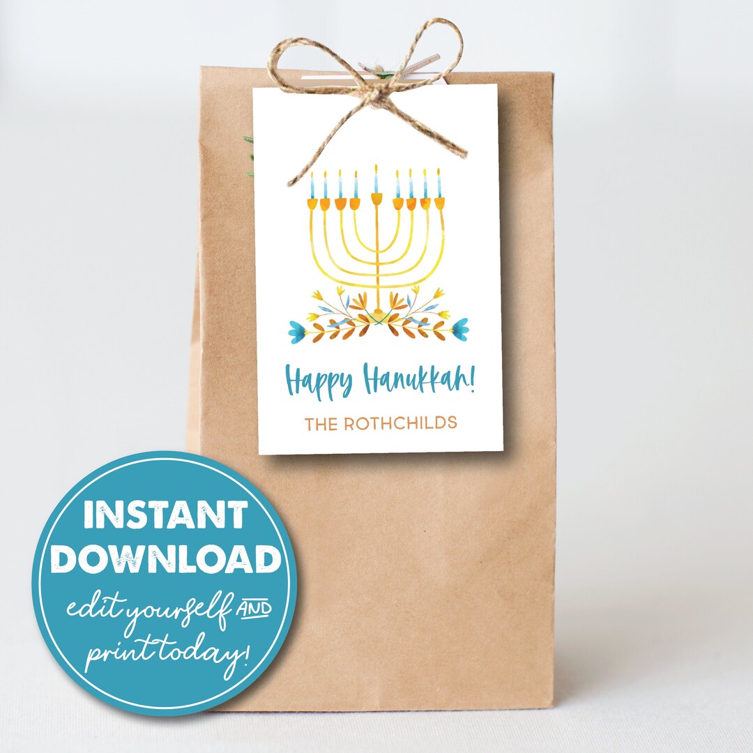 Editable Happy Hanukkah Gift Tag, Favor Tag, ALL Text is Editable ...