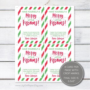 Editable Merry Kissmas Lip Balm Holder Cards, Christmas Gift, Chapstick ...