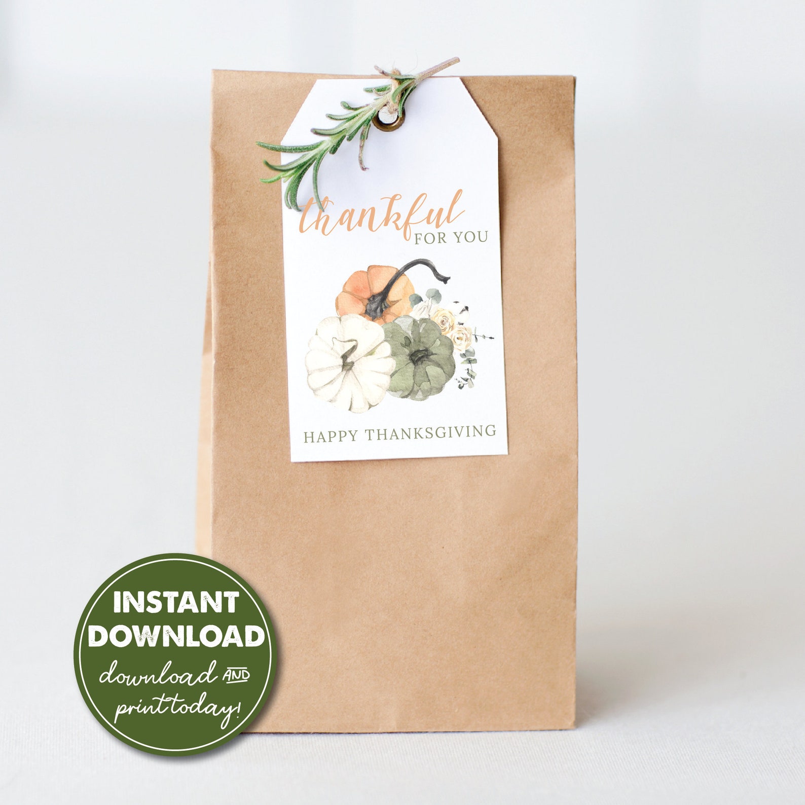 Thanksgiving Gift Tag, Thankful for You Tag, INSTANT DOWNLOAD, Download ...
