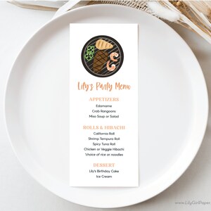 Chopsticks Sleeve Editable Template, Chopstick Pocket, Hibachi Birthday ...