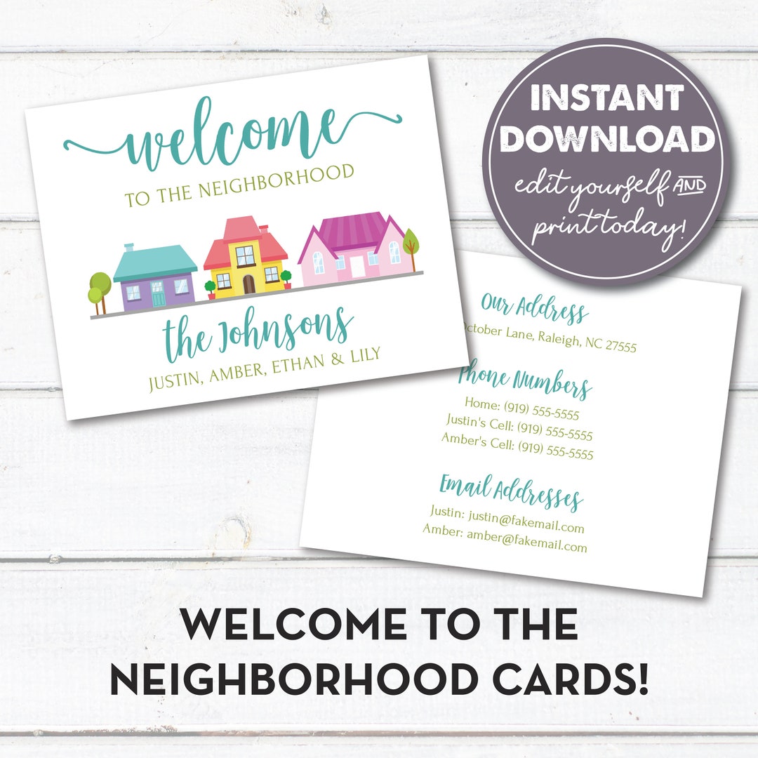 Editable Welcome to the Neighborhood Cards, Instant Download, New ...