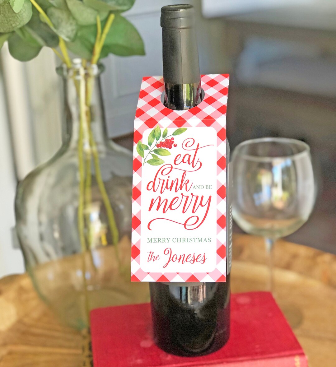 Editable Christmas Wine Tag Template, Eat Drink & Be Merry, Gift Giving ...