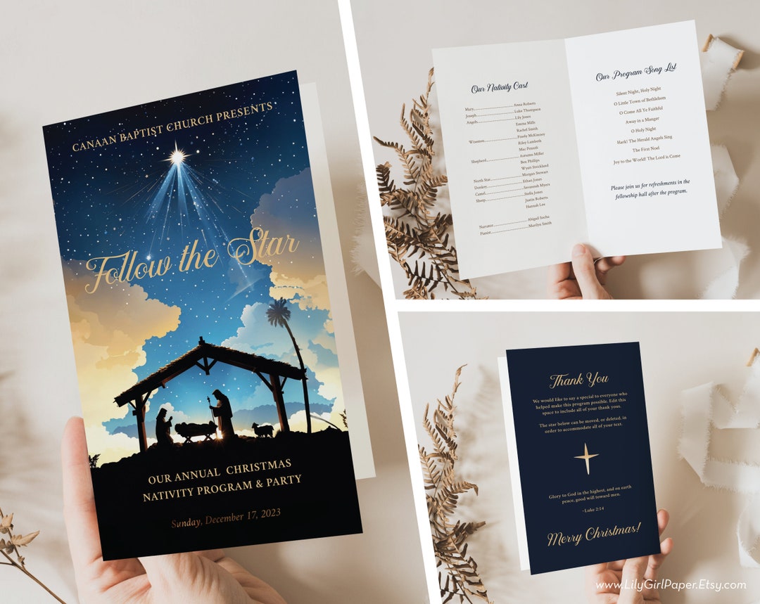 Christmas Church Program Editable Template, Church Christmas Play ...