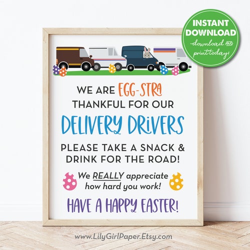 Delivery Driver Snack & Drink Sign Mail Carrier Packages - Etsy