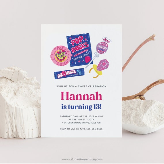 Candy Birthday Party Invitation, Editable Template, Sweet Tooth Party ...