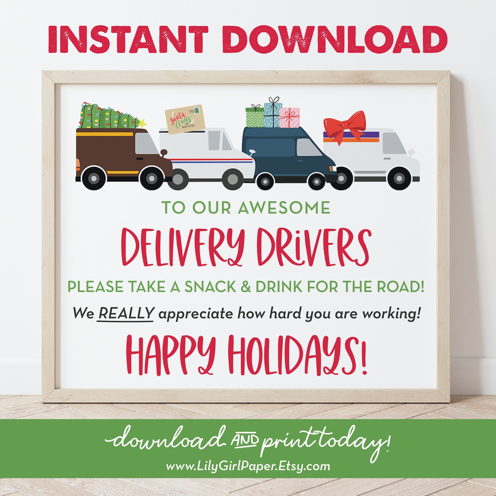 Happy Holidays Delivery Driver Snack & Drink Sign Christmas - Etsy