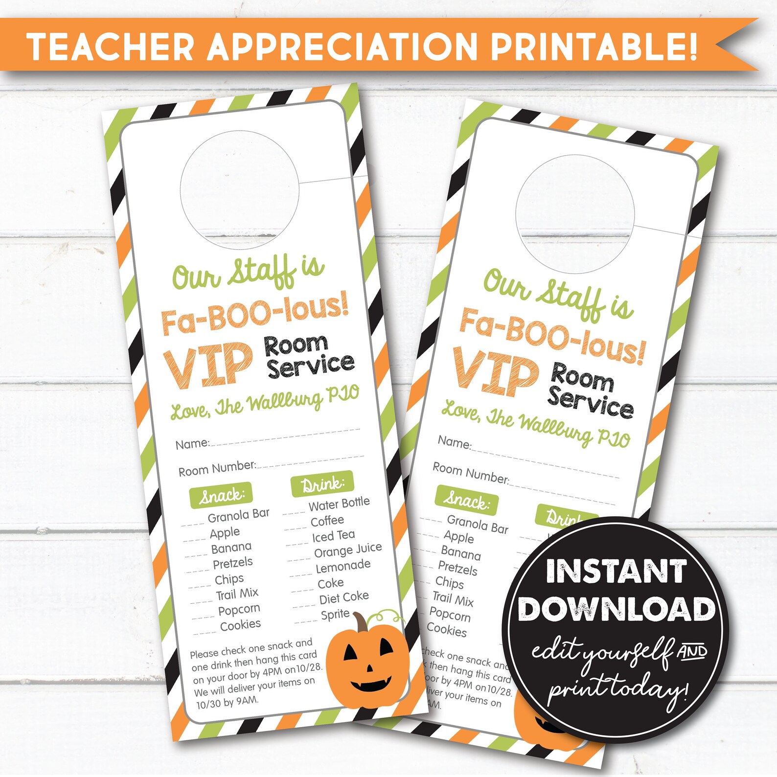 Editable Teacher & Staff Appreciation Printable Halloween Room | Etsy