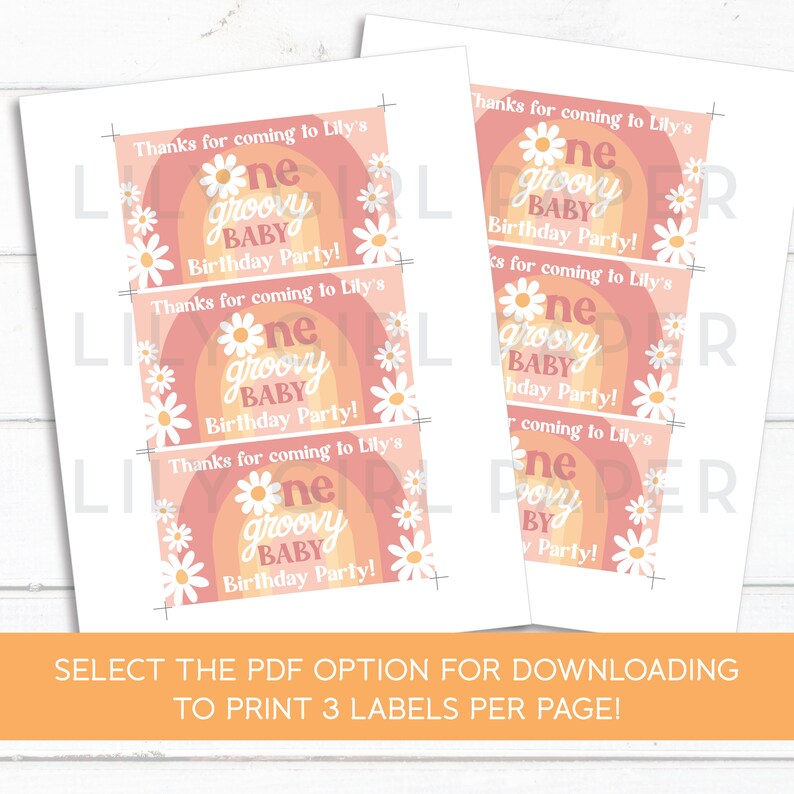 Editable One Groovy Baby 1st Birthday Gable Box Label - Etsy