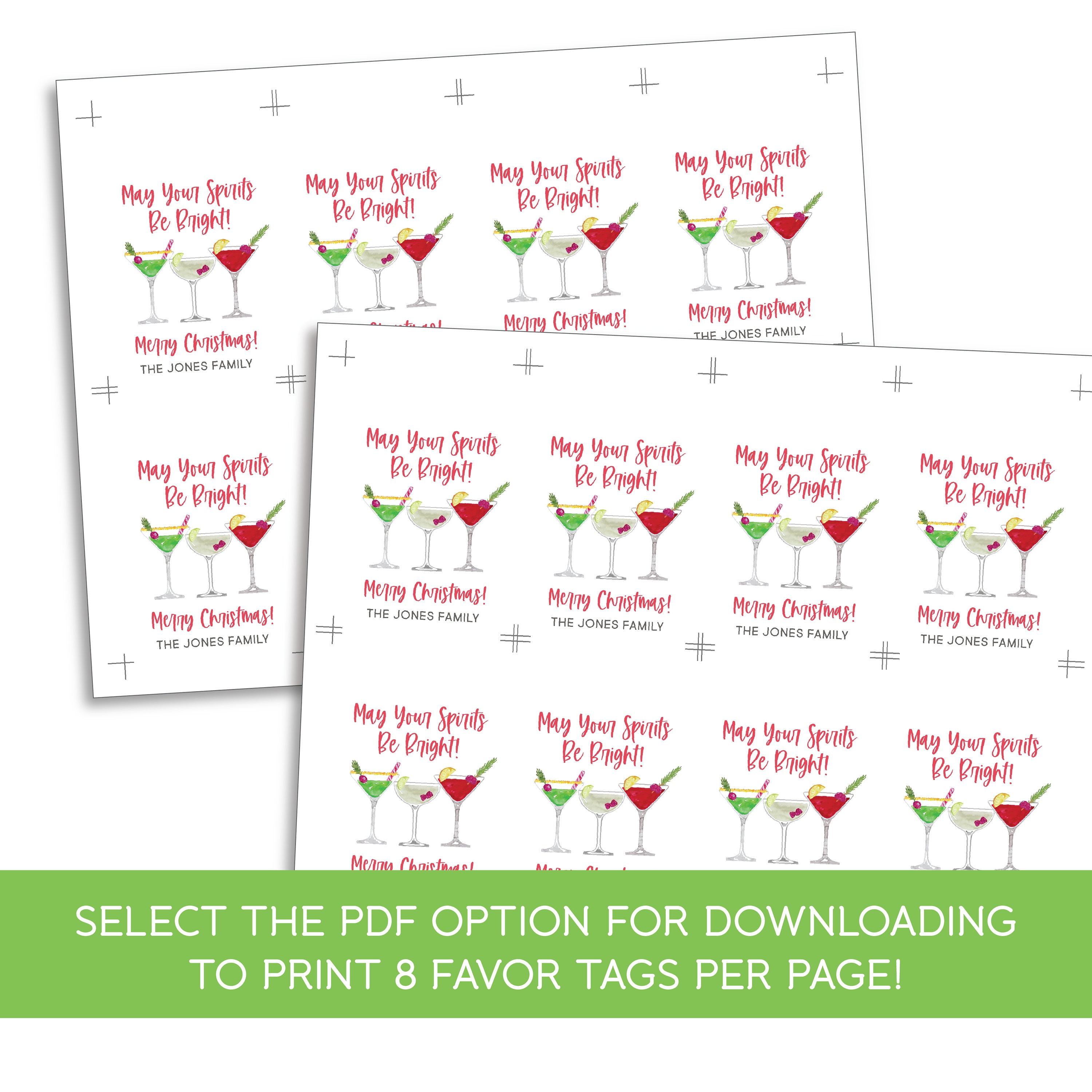 Editable Christmas Cocktails Party Favor Gift Tag Making | Etsy