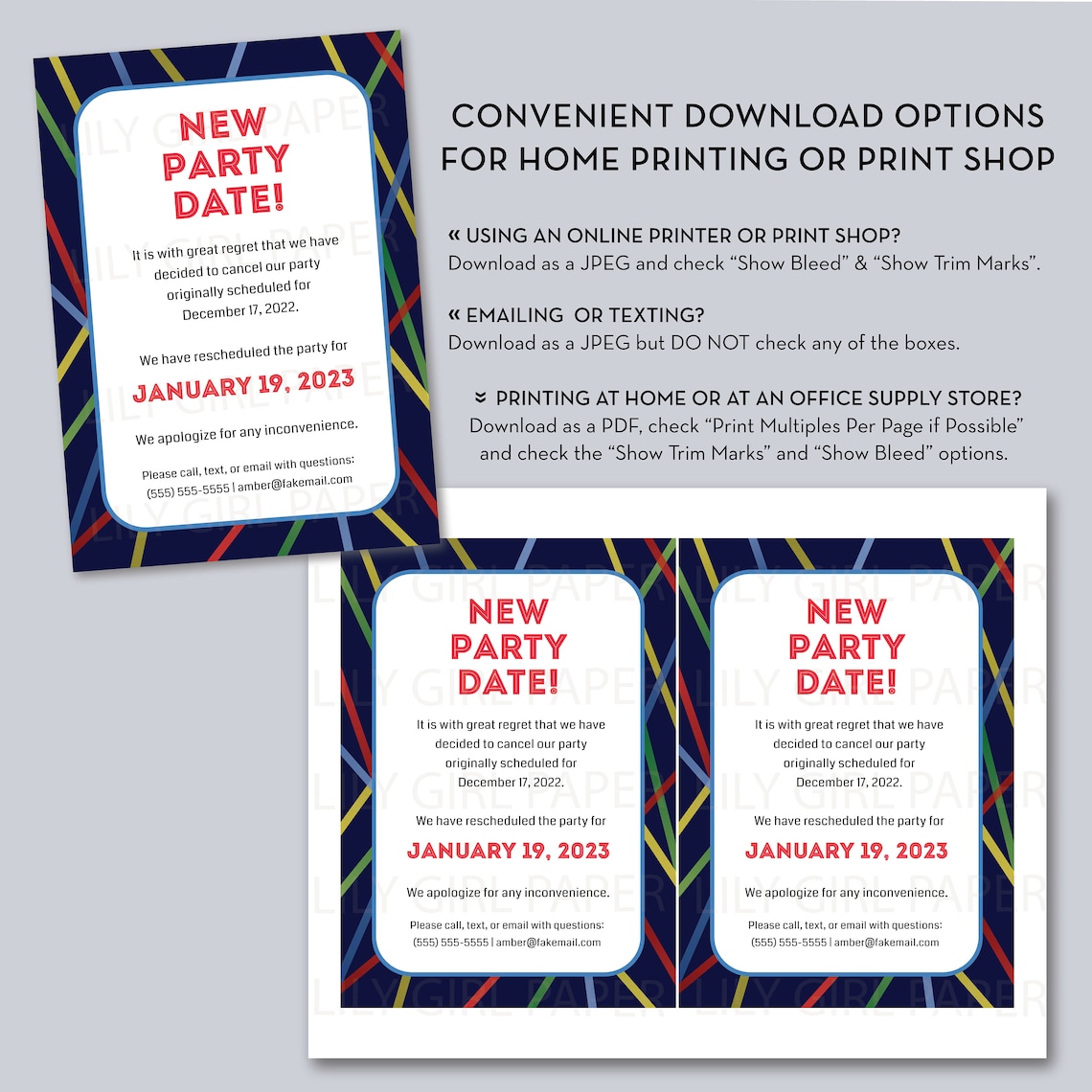 Editable New Birthday Party Date Card Template Postponed - Etsy