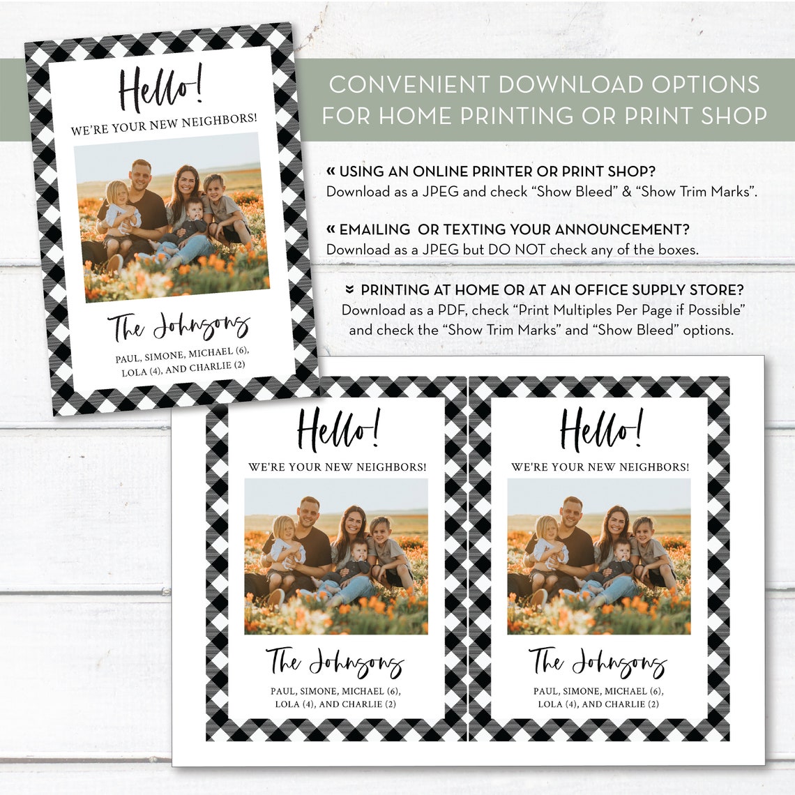 Editable We're Your New Neighbors Photo Card Template | Etsy
