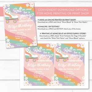 Editable Groovy Roller Skate Birthday Party Invitation, Retro, 70s ...