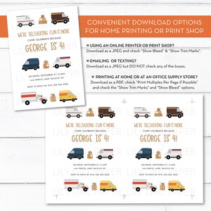 Delivery Truck Birthday Party Invitation, Boys Birthday, Delivering the ...