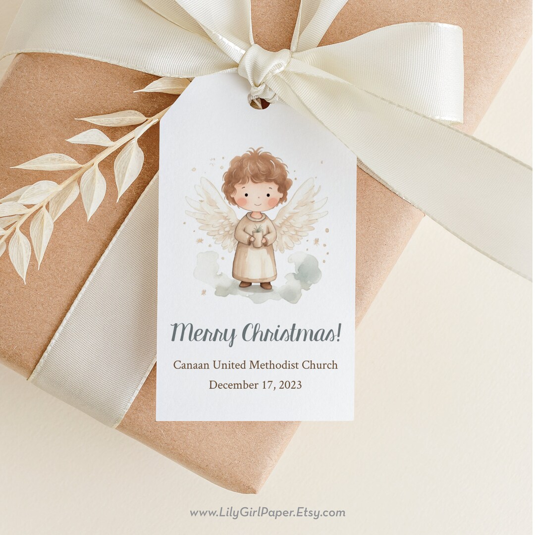 Editable Christmas Program or Party Gift Tag Template, Church Christmas ...