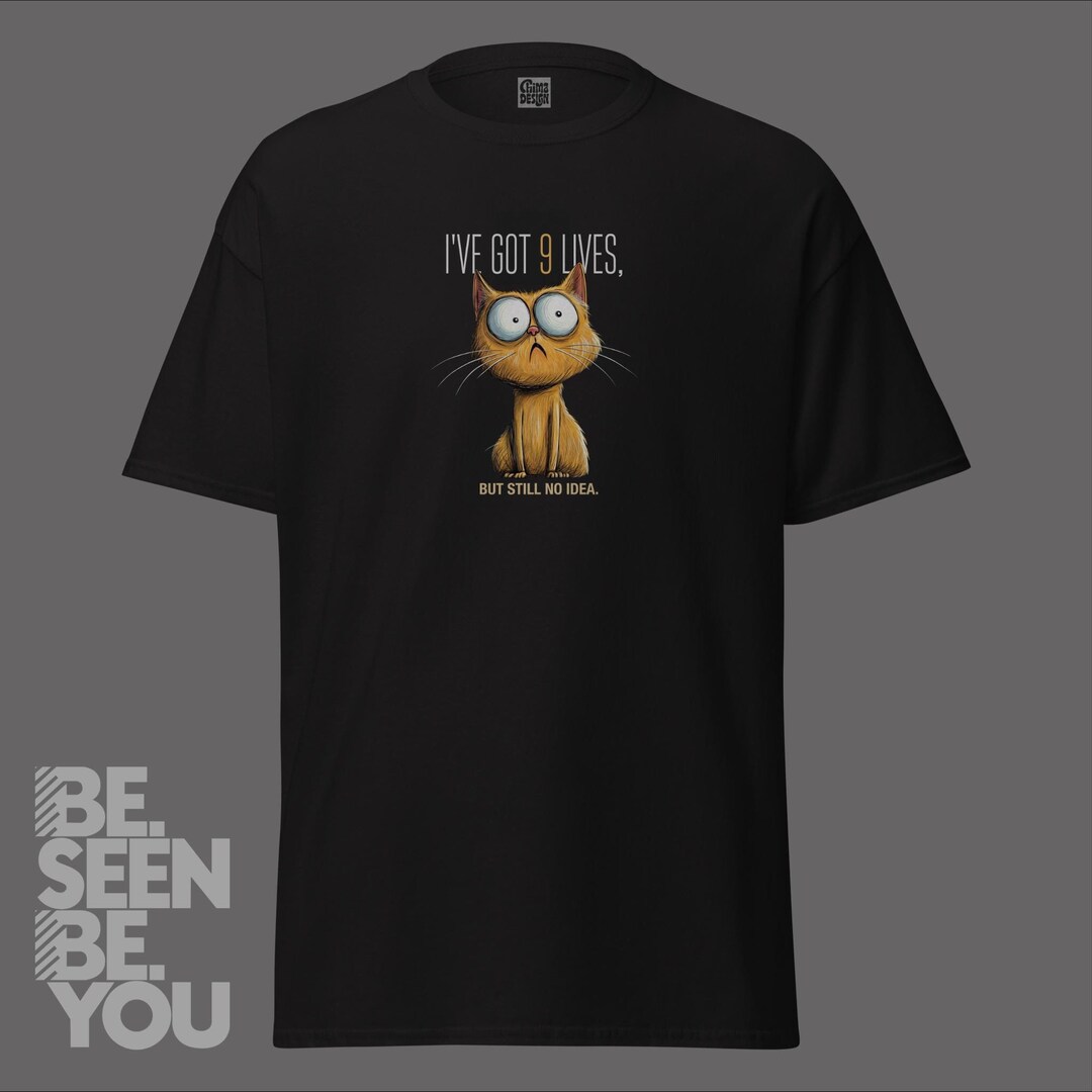 Funny Cat Shirt, Big-eyed Surprised Kitty, Cartoon Feline Design ...