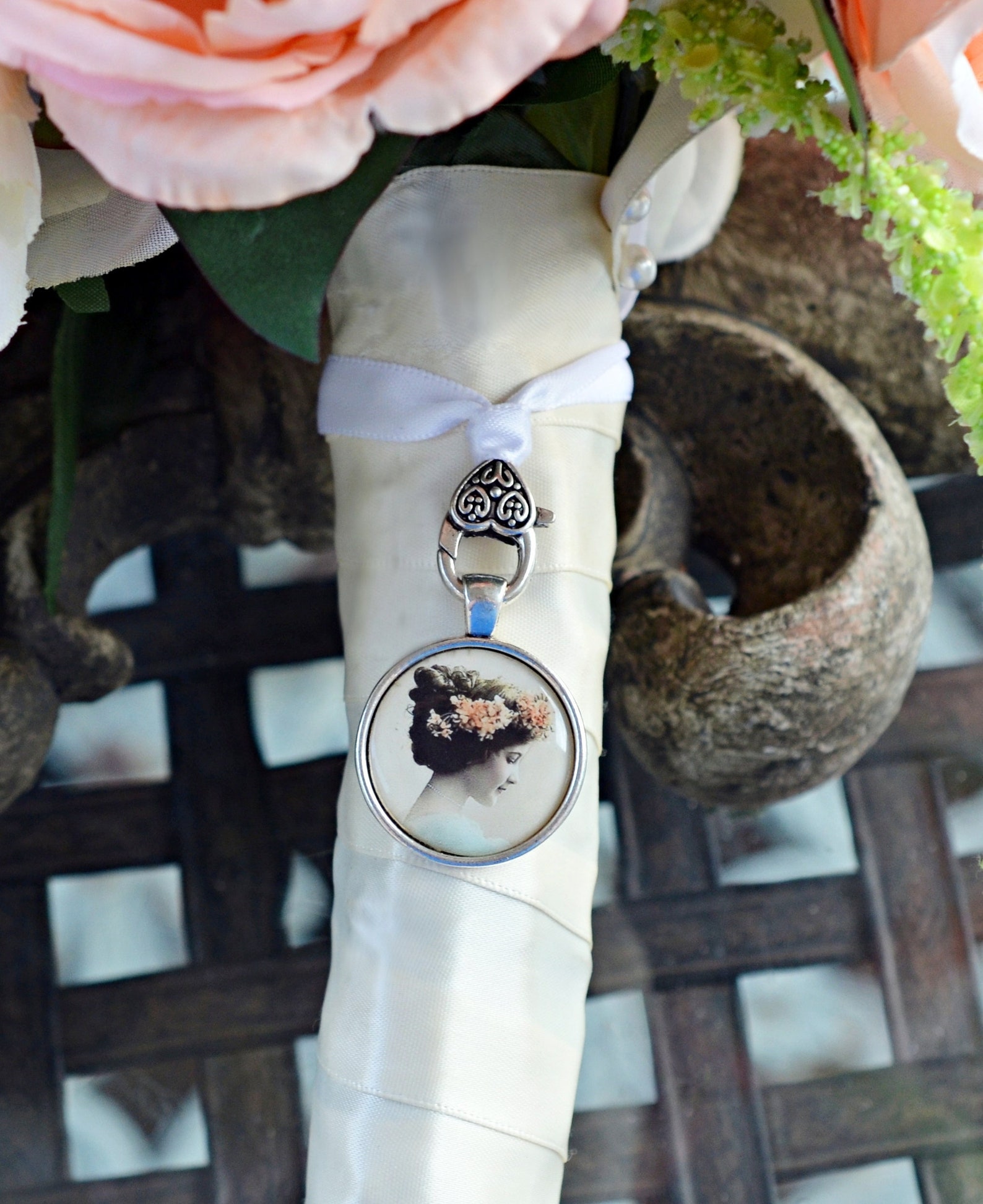 Silver Wedding Bouquet Photo Charm Kit Bridal Antique Silver | Etsy