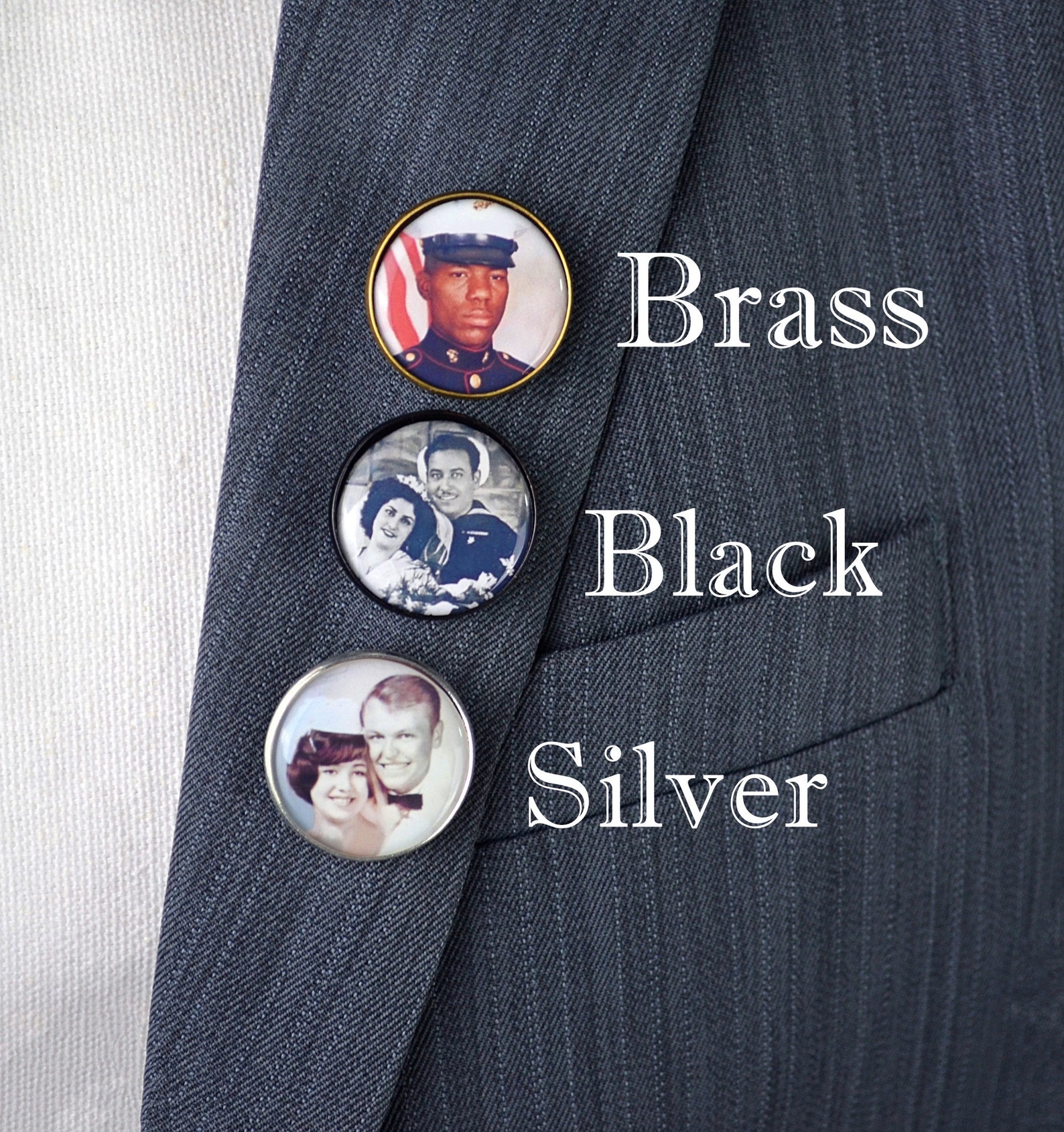 Pin-on Photo Charm Brooch Pin Memory Frame Keepsake Wedding Bouquet ...