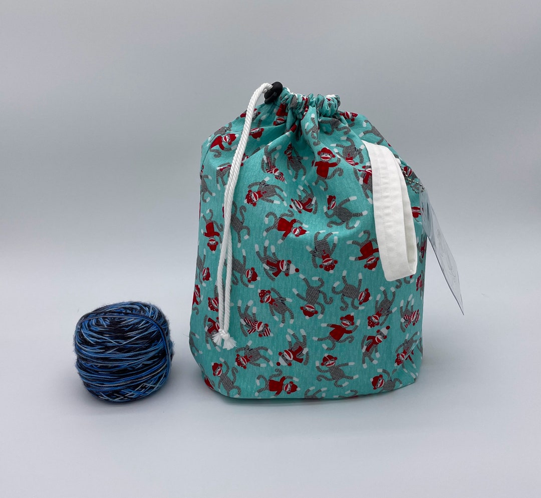 Winter Sock Monkeys Project Bag Stuff Sack Medium - Etsy