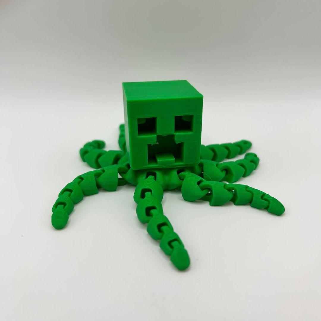 Minecraft Creeper Octopus 3D Printed Toy: Fidget Sensory Desk Toy as ...
