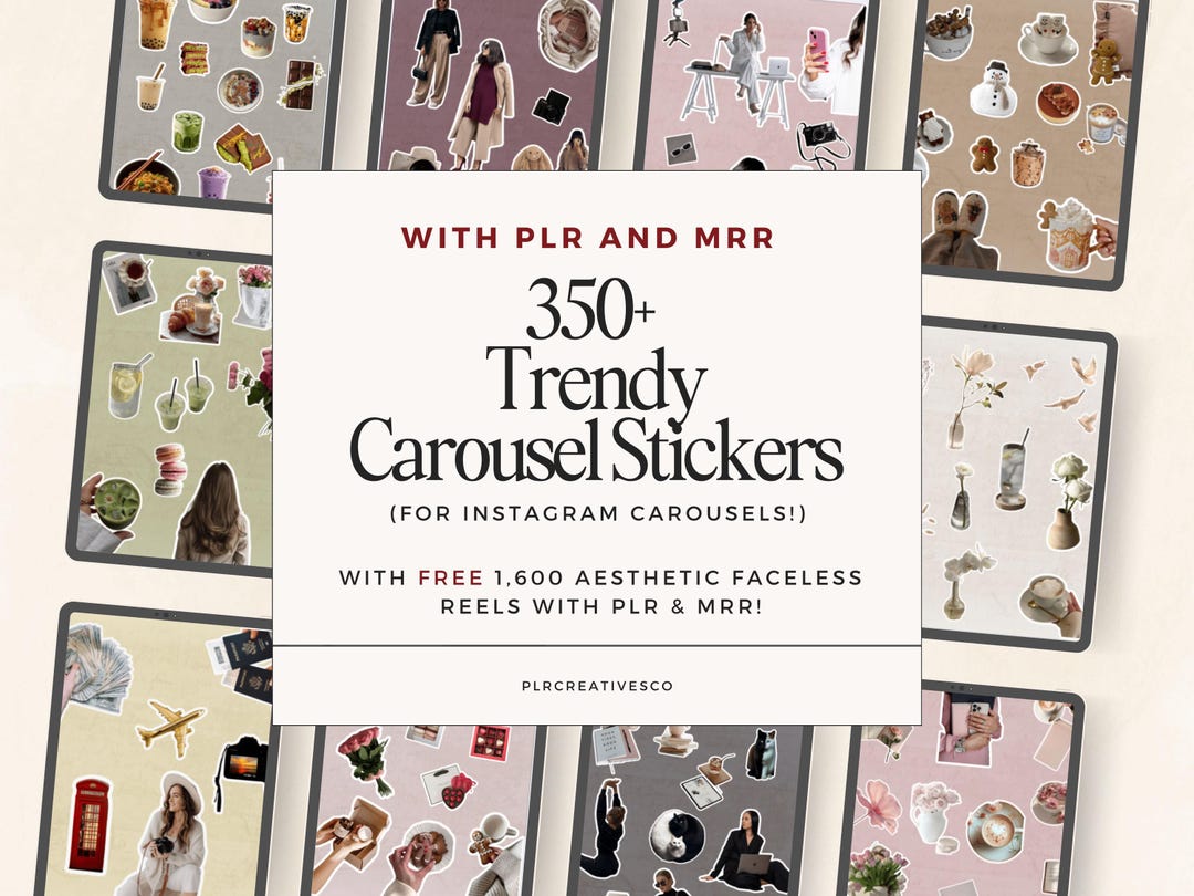 Instagram Carousel Stickers: 350+ Social Media Templates Viral Trendy ...
