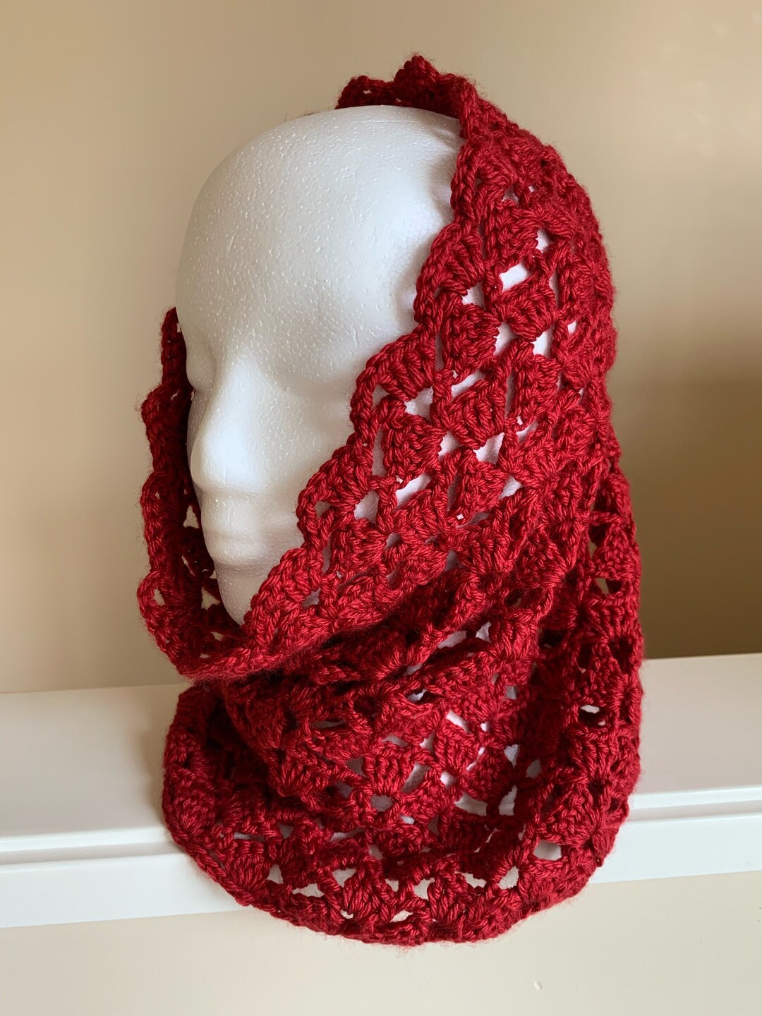 Cranberry Red Lace Cowl, Merino Wool & Silk Hood - Etsy